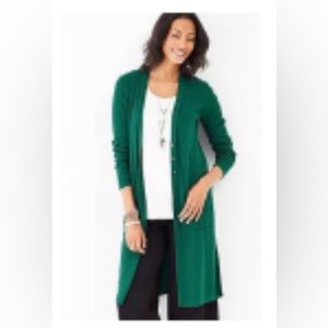 J. Jill | Sweaters | Jjill Green Long Ribbed Buttonfront Cardigan ...